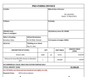 Proforma Invoice - Hóa đơn chiếu lệ trong xuất nhập khẩu